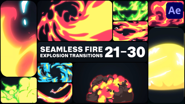 Seamless Fire Explosion Transitions for After Effects, After Effects Project Files